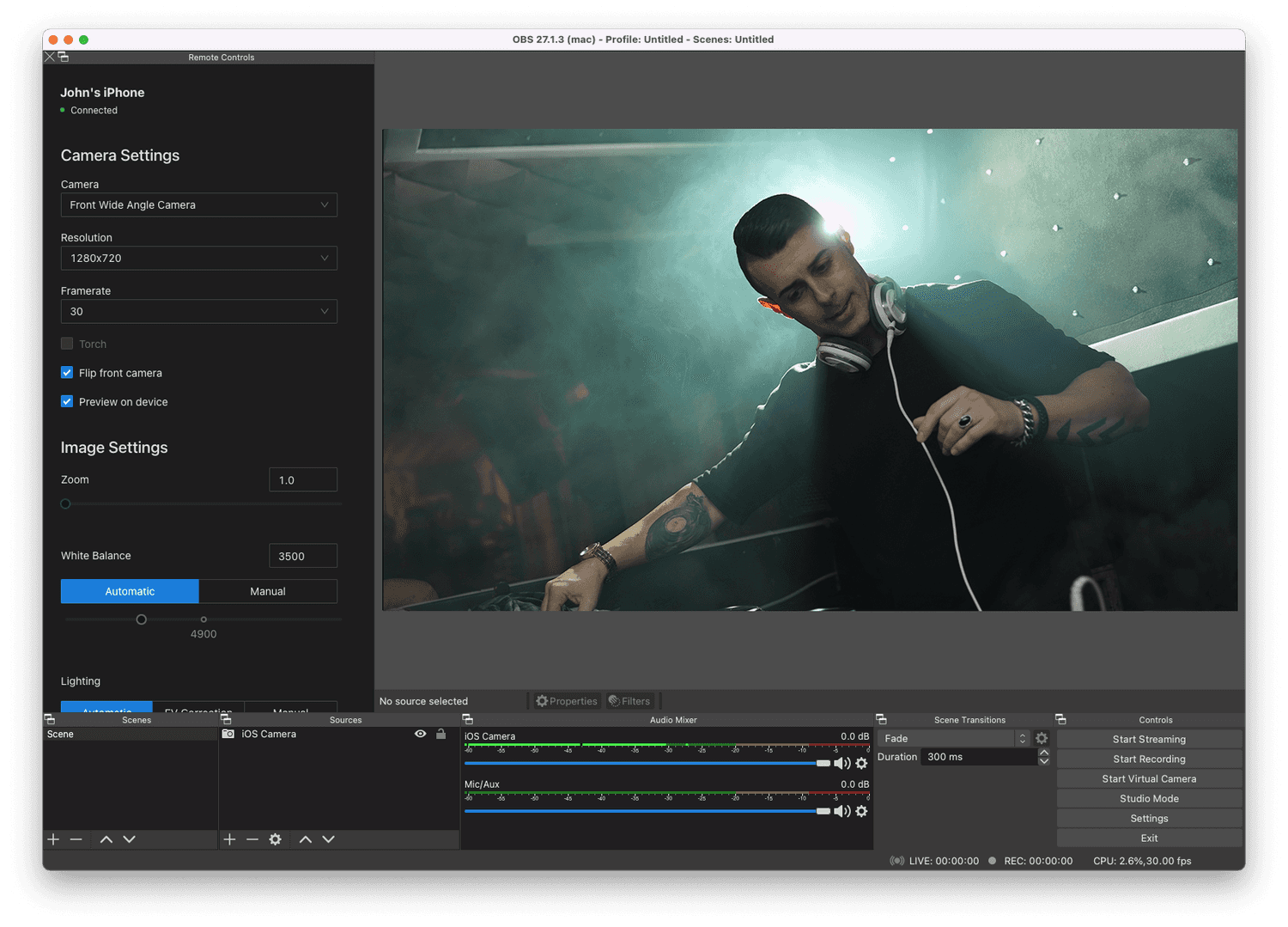Controls | Camera for OBS Studio